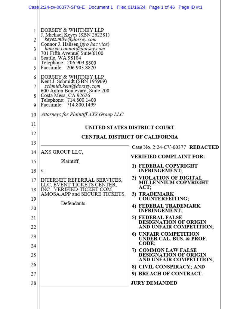 AXS vs Internet Referral Services - DOC001 | PDF | Mobile App | Trademark