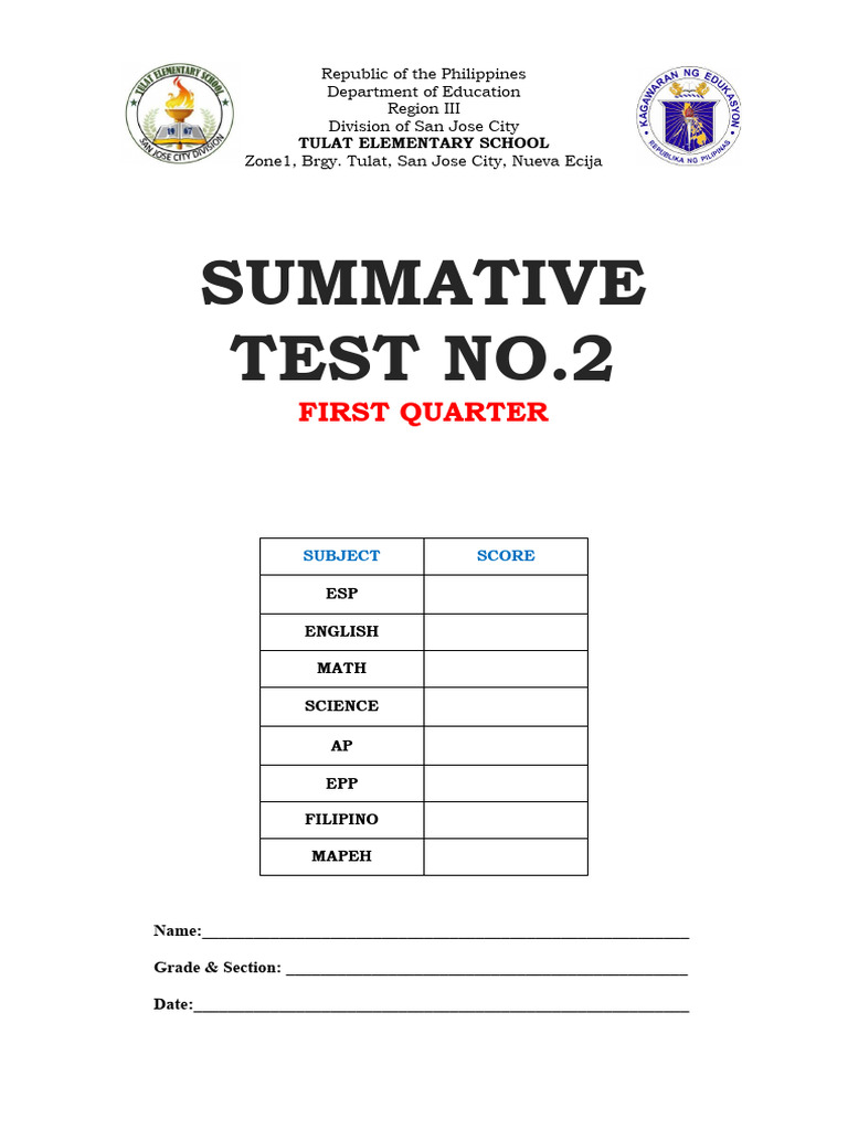 w3 w4 Summative Test | PDF