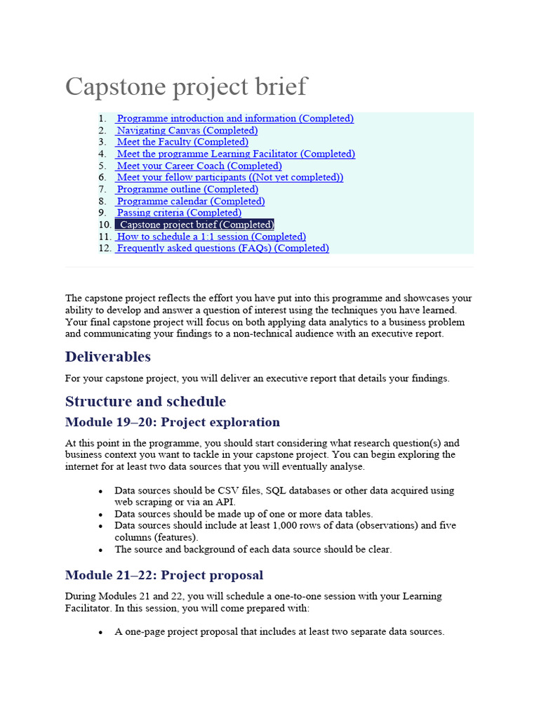 Capstone Project Brief | PDF | Data Science | Computing