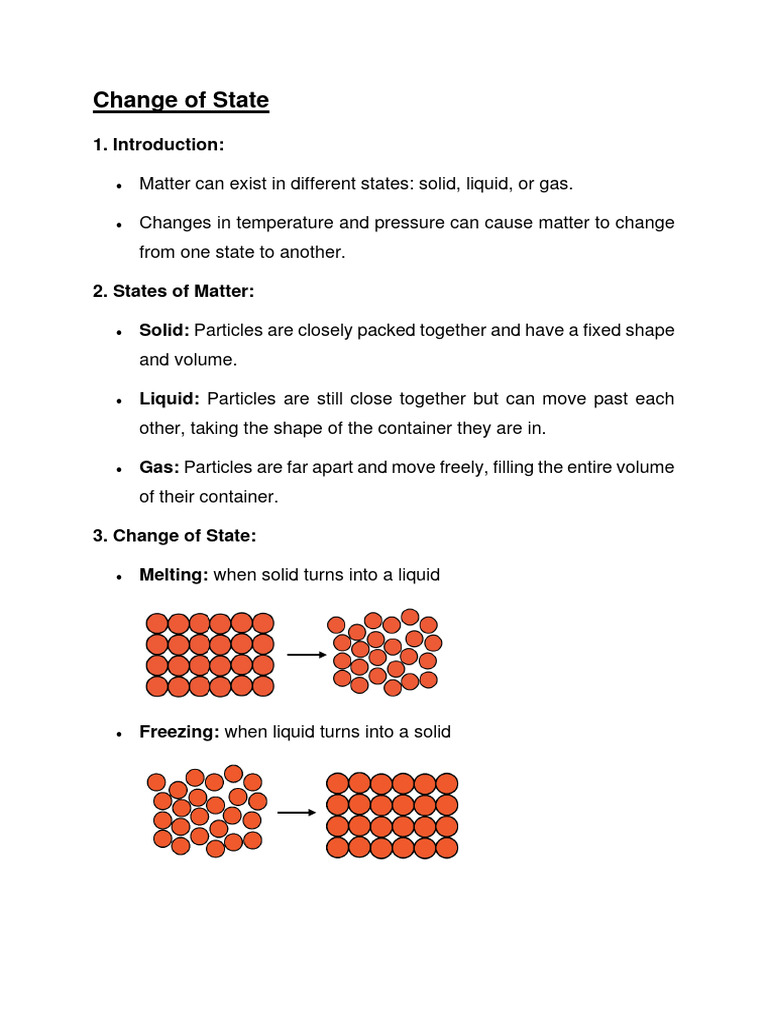 Notes Change of State Grade 8 | PDF | Science & Mathematics