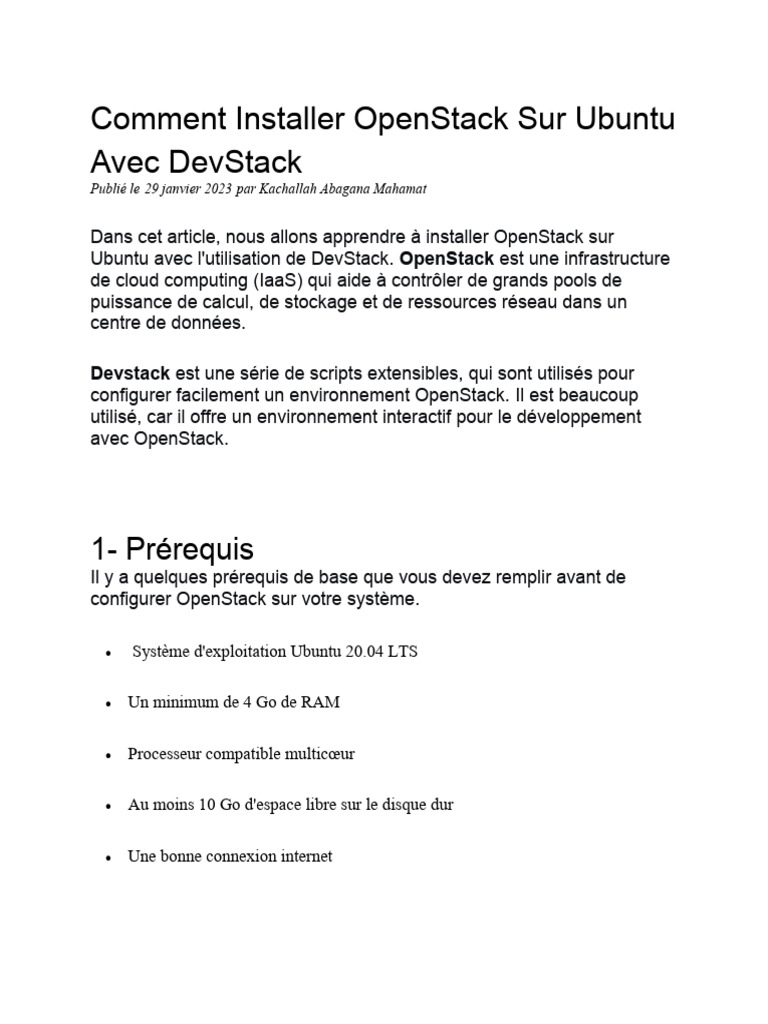 Installer OpenStack avec DevStack sur Ubuntu | PDF | OpenStack | Génie ...