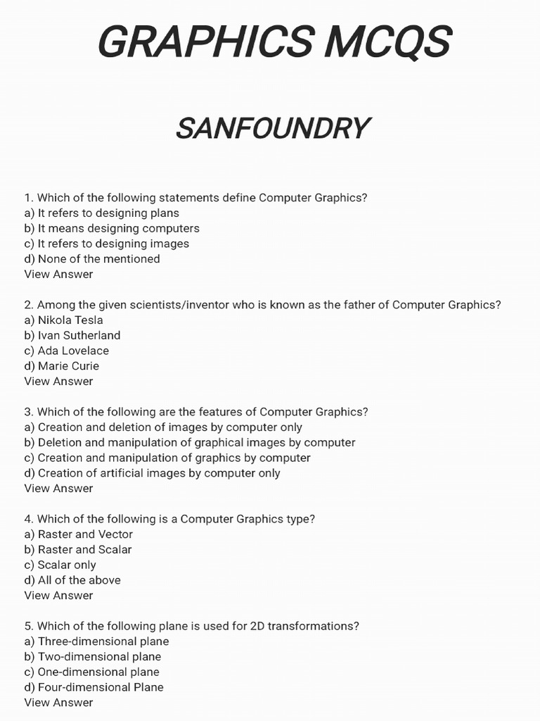 Graphics' MCQS Online | PDF
