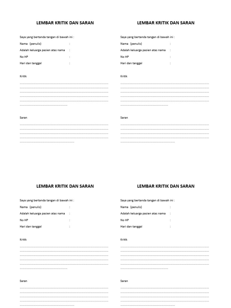 Lembar Kritik Dan Saran | PDF