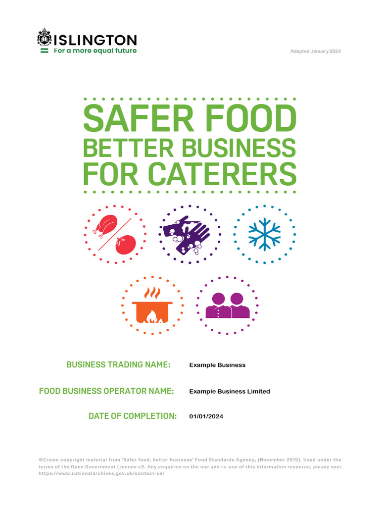 Adapted SFBB Completed Example Pack | PDF | Food Safety | Hygiene
