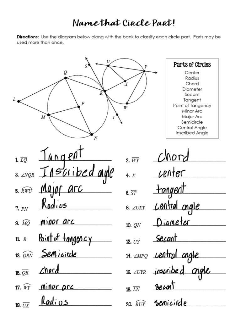 8 1+Name+Circle+Part | PDF | Circle | Geometry