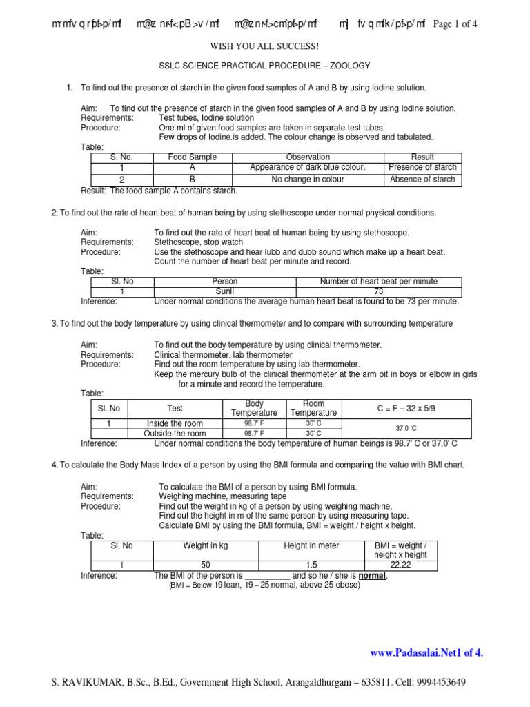 43 SSLC Science Practical A2z | PDF | Body Mass Index | Fruit