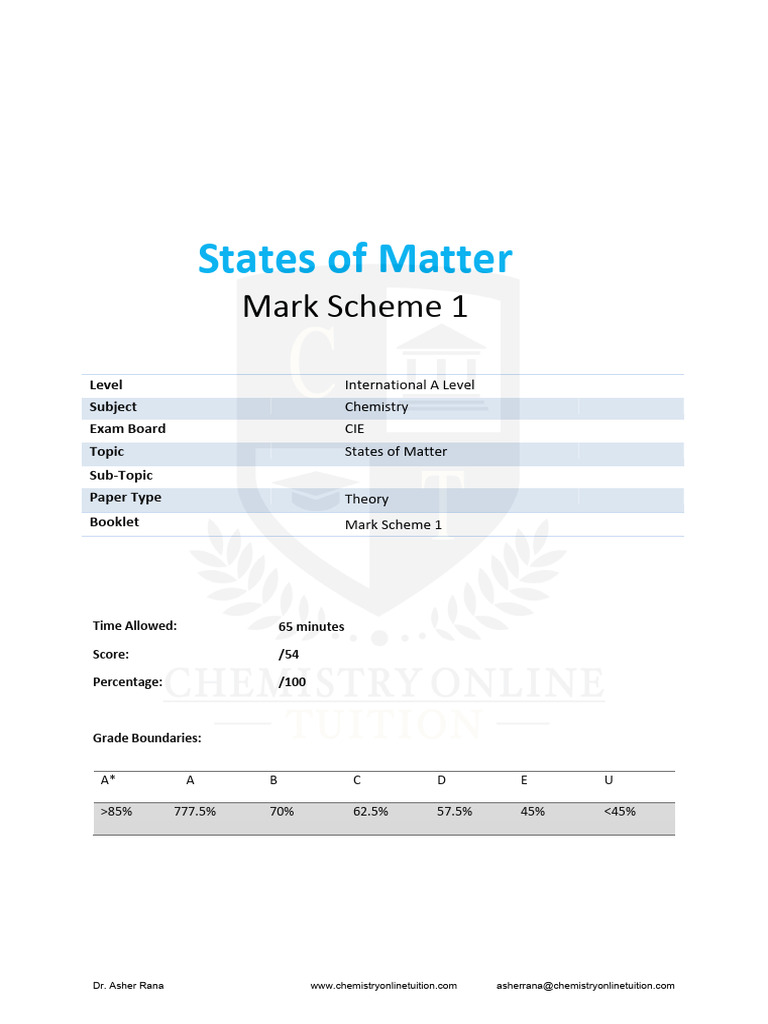 States of Matter Theory IAL CIE CHEMISTRY MS Unlocked | PDF | Student ...
