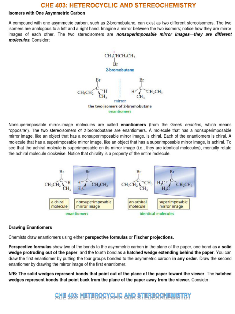 Understanding Enantiomers and Chirality | PDF | Chirality (Chemistry) | Aromaticity