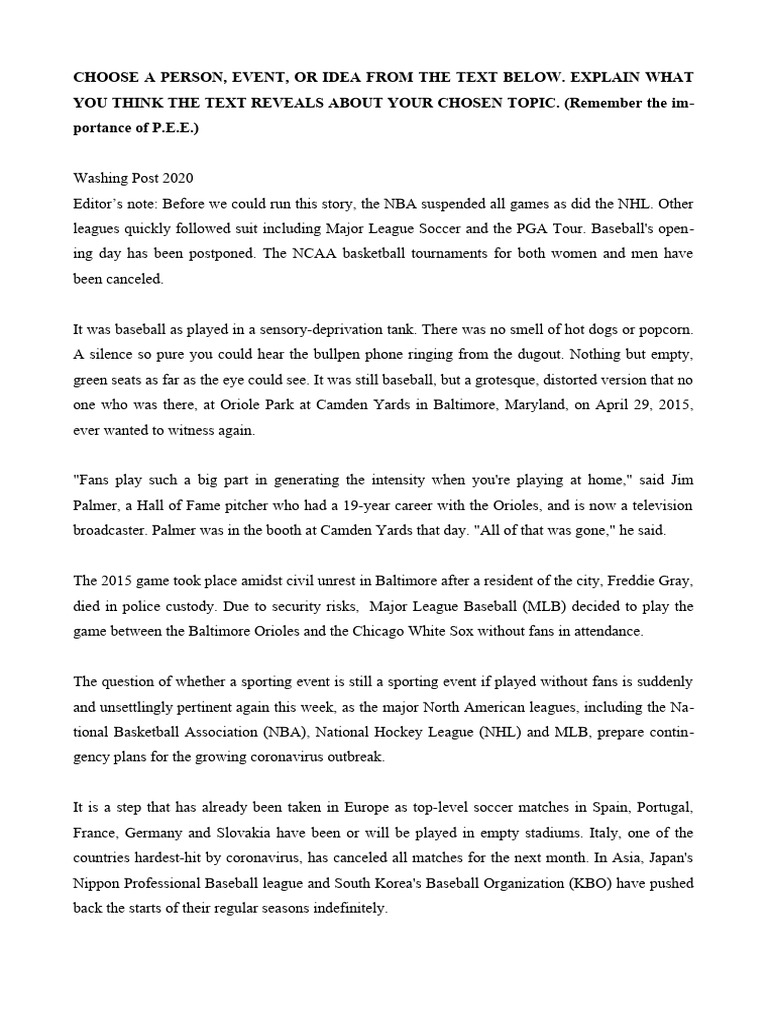 News Article Response | PDF | Baltimore Orioles | Professional Sports ...