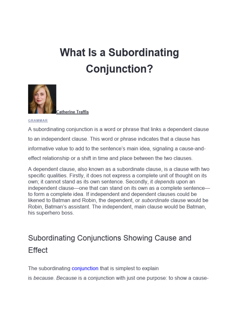 What Is a Subordinating Conjunction | Download Free PDF | Clause | Sentence (Linguistics)