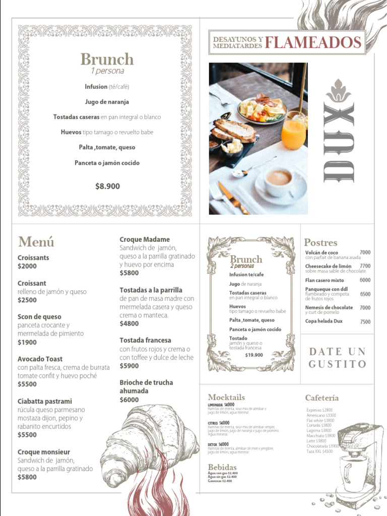 Menú de Brunch y Cafetería Variado | PDF | Alimentos | Cocina