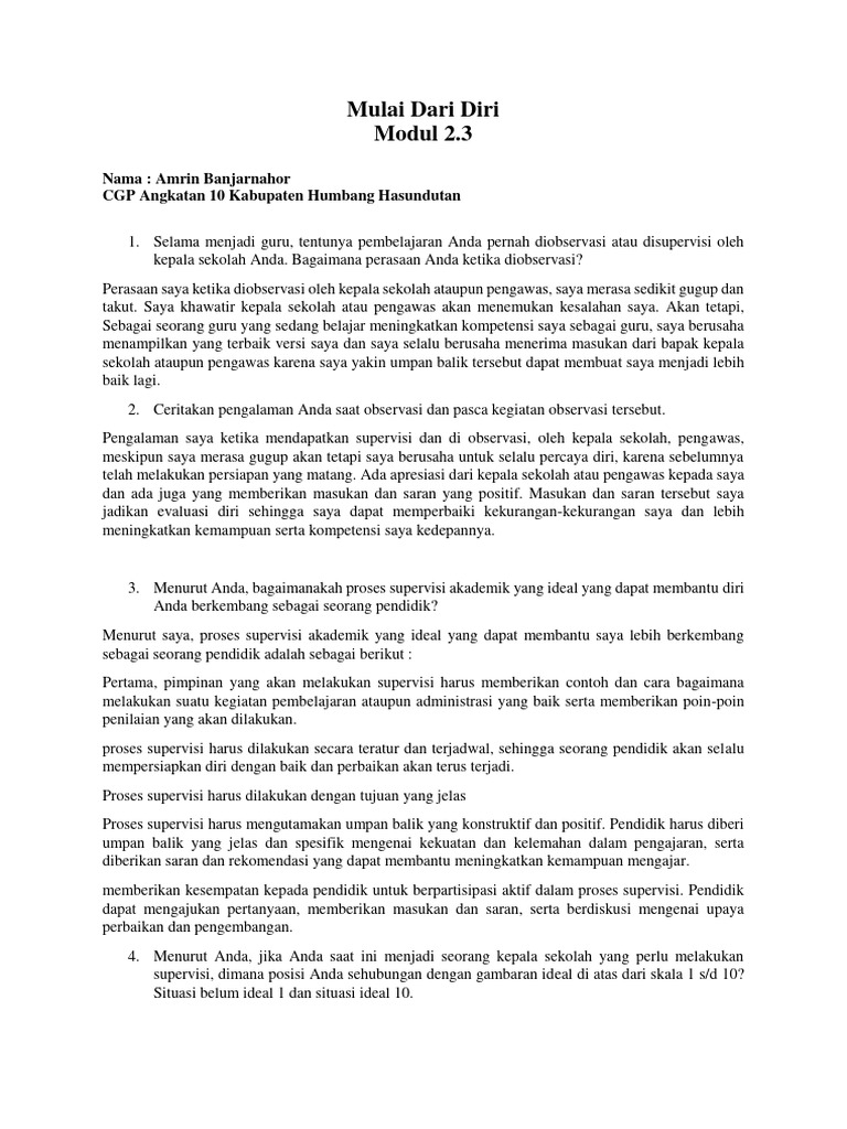 Mulai Dari Diri Modul 2.3 Guru Penggerak | PDF | Karier & Perkembangan