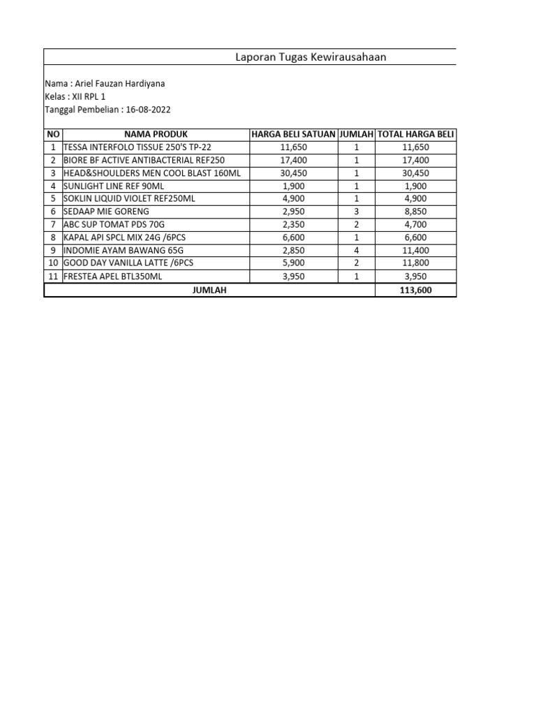 Laporan Kwu PKK - Ariel Fauzan | PDF
