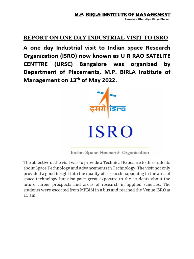 Isro Industrial Visit | PDF | Spaceflight | Outer Space