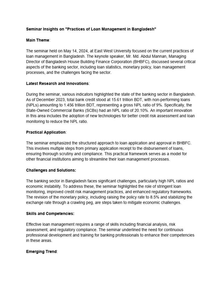 Practices of Loan Management in Bangladesh | PDF | Banks | Economies