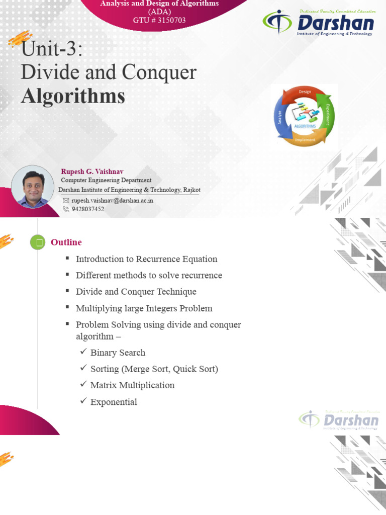 Divide and Conquer Algorithms Overview | PDF | Recurrence Relation | Matrix (Mathematics)