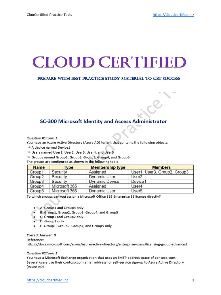 SC-300 Microsoft Identity Tests Guide | PDF | Active Directory ...