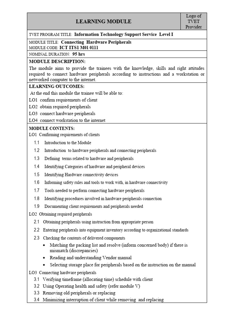 LEARNING MODULE | PDF | Computer Hardware | Internet