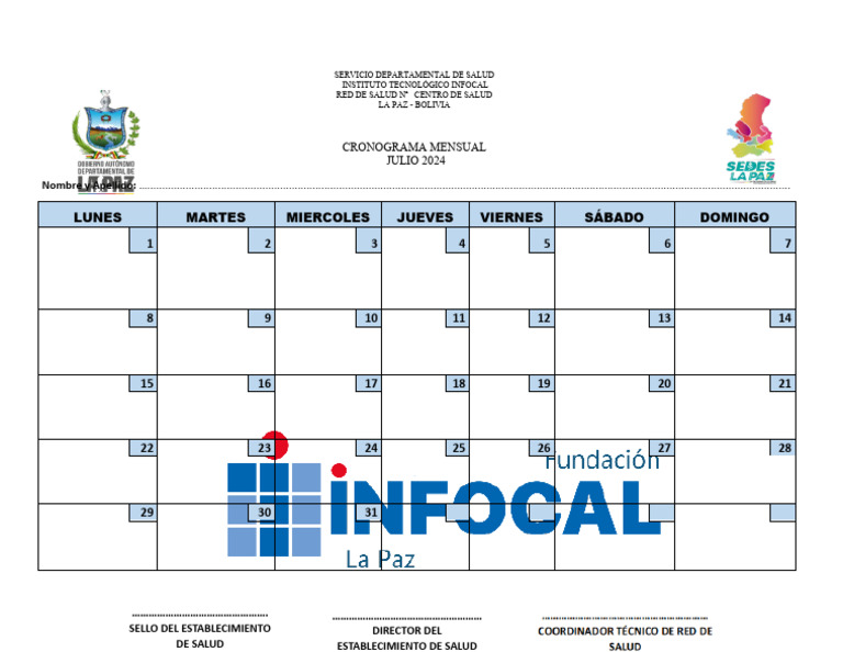 Cronograma Mensual Julio 2024 | PDF