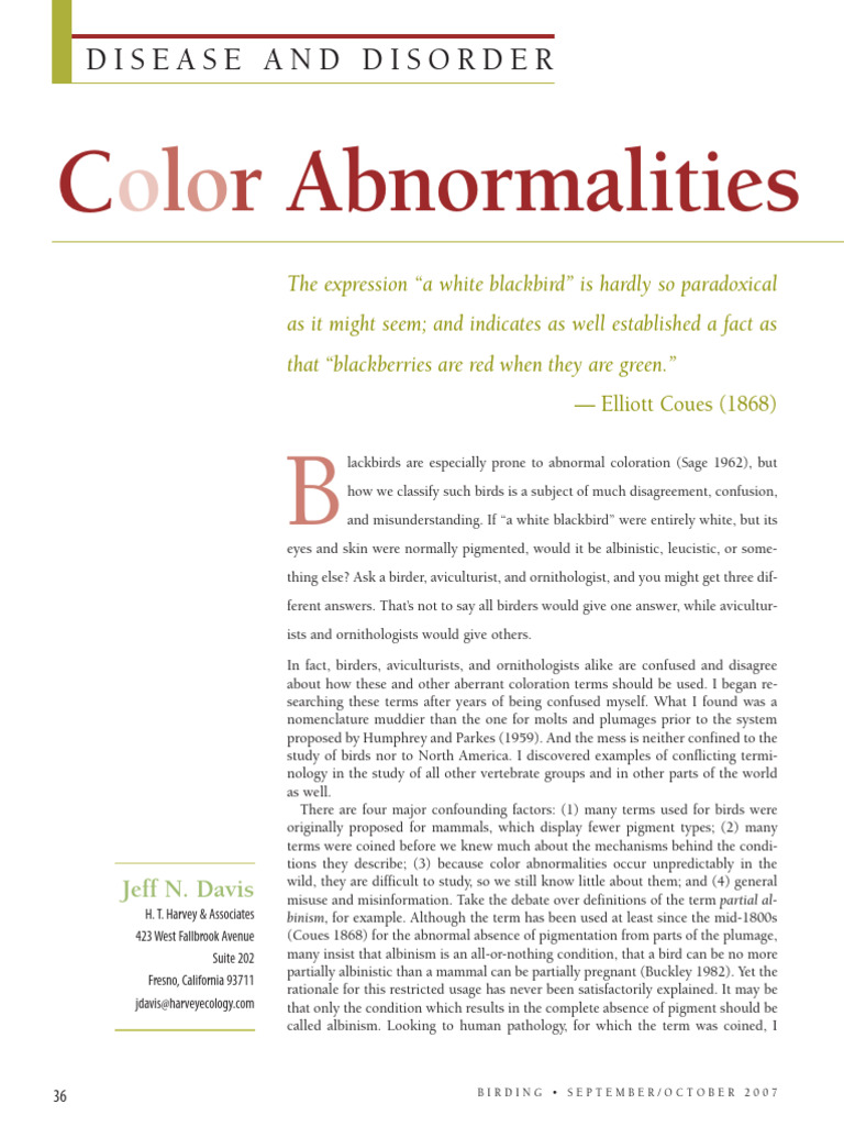 Davis 2007 Color Abnormalities | PDF | Birds