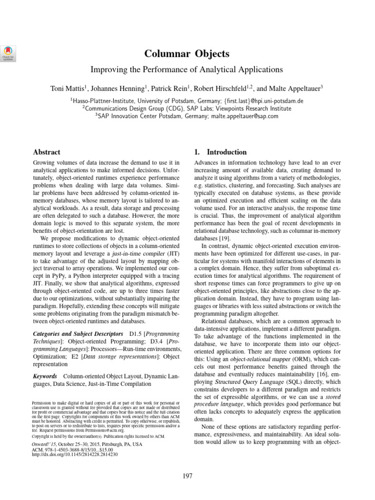 Columnar Objects | Download Free PDF | Databases | Object Oriented Programming