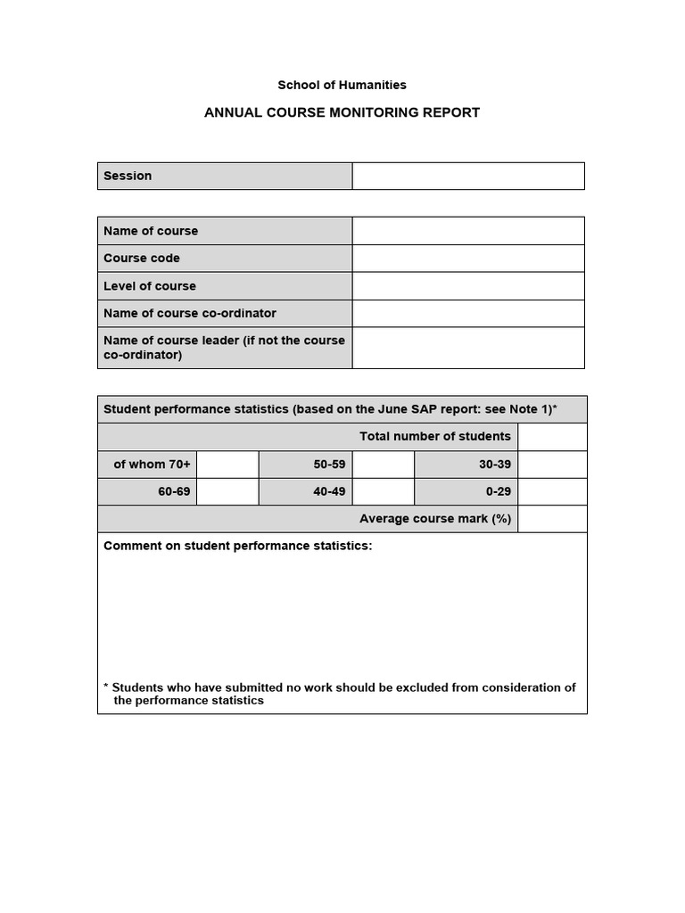 Course Monitoring Report | PDF