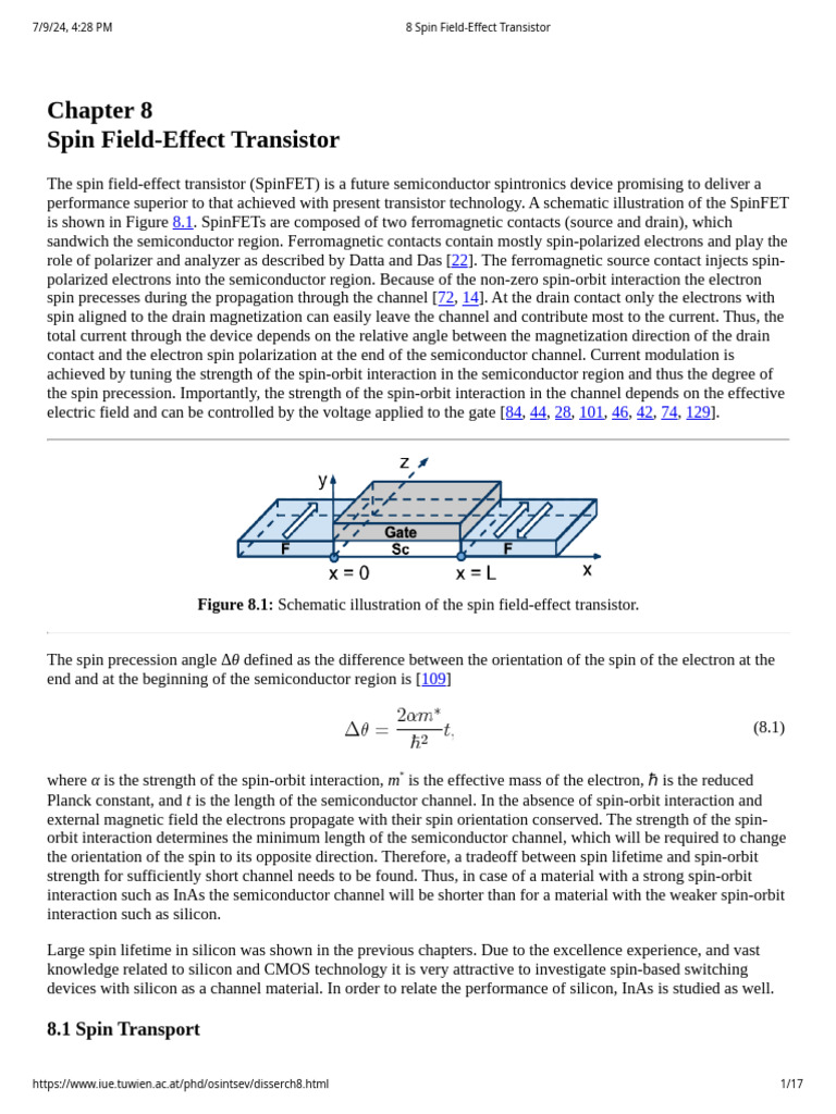 Spin Field-Effect Transistor | PDF | Parallel Computing | Spin (Physics)