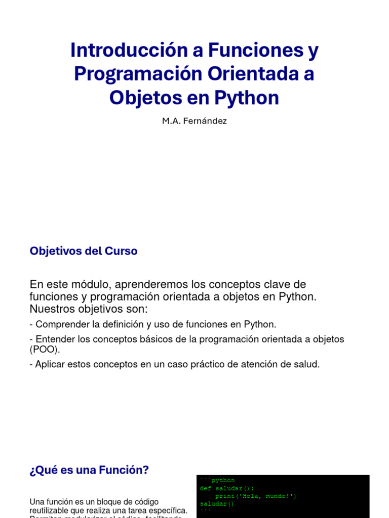 Introducción A Funciones y Programación Orientada A Objetos | PDF | Objeto (informática ...