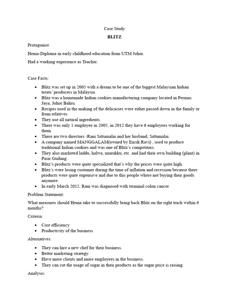 Case Study Blitz | PDF | Marketing | Financial Markets