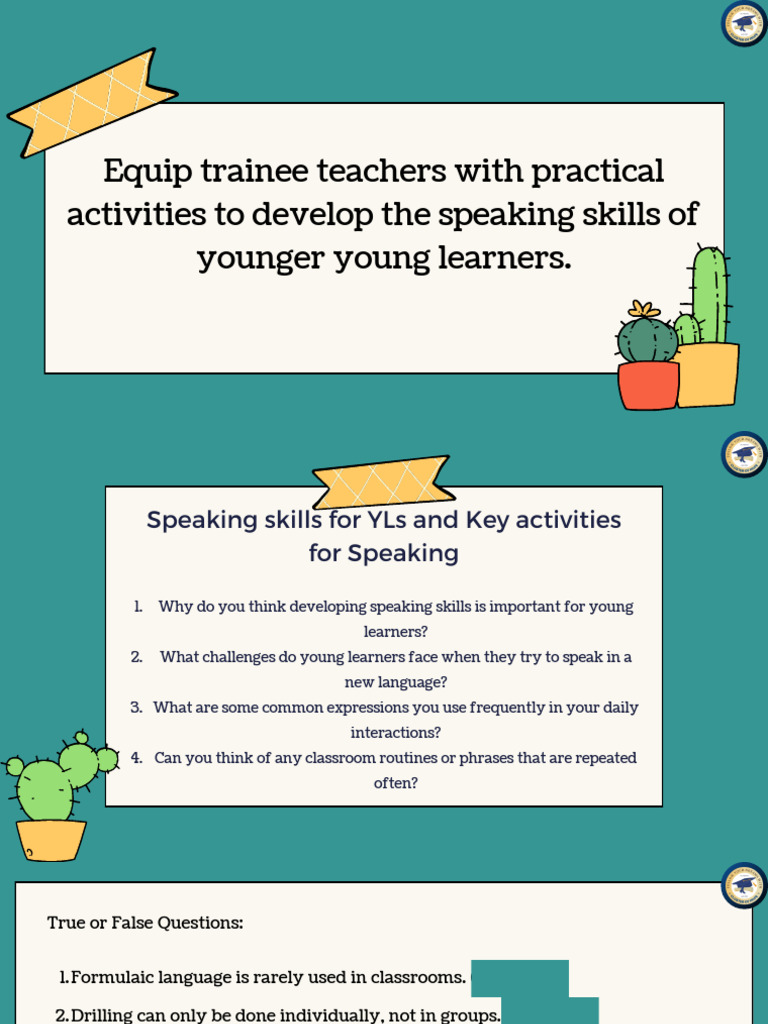 Speaking Activities For Yls | PDF | Learning | Reading Comprehension