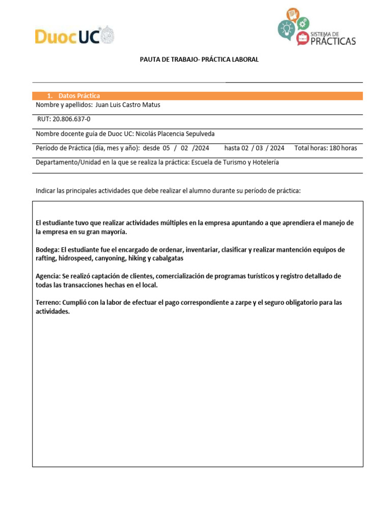 06 - Pauta de Trabajo Docente Práct Laboral | PDF | Evaluación | Aprendizaje