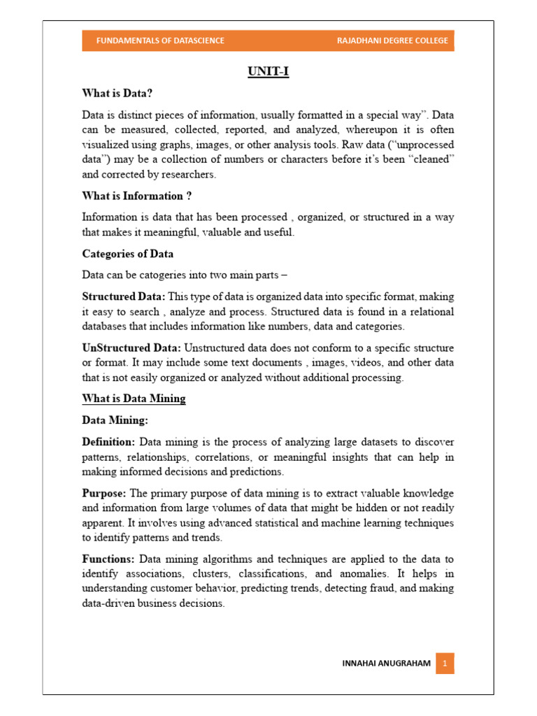 Fundamentals Of Datascience Pdf Data Warehouse Data Mining