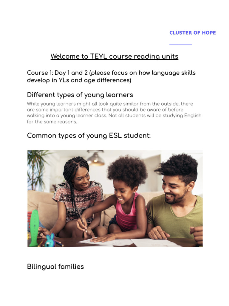 TEYL Course Reading (Day 1 To 7) | PDF | Second Language | Cognition