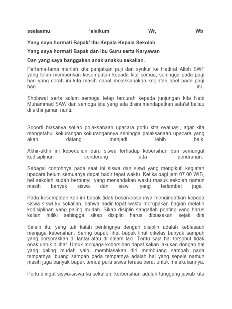 Pidato Apel Pagi | PDF