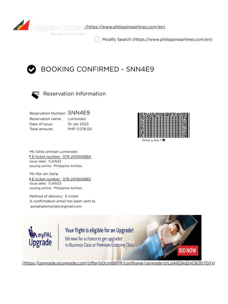 Philippine Airlines Reservation Details | PDF | Aviation