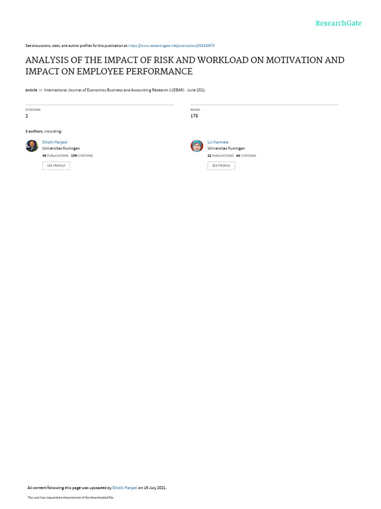 Analysis of The Impact of Risk and Workload On Motivation and Impact On ...