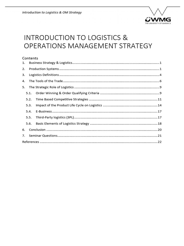 S1.1 LOM Introduction Jan 2019 | PDF | Logistics | Supply Chain