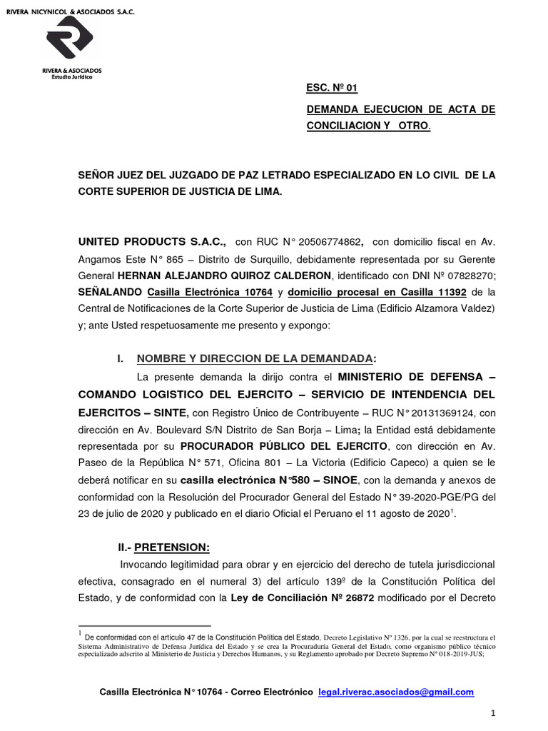 DEMANDA EJECUCION DE ACTA DE CONCILIACION | Descargar gratis PDF ... DEMANDA EJECUCION DE ACTA DE CONCILIACION | Descargar gratis PDF ...
