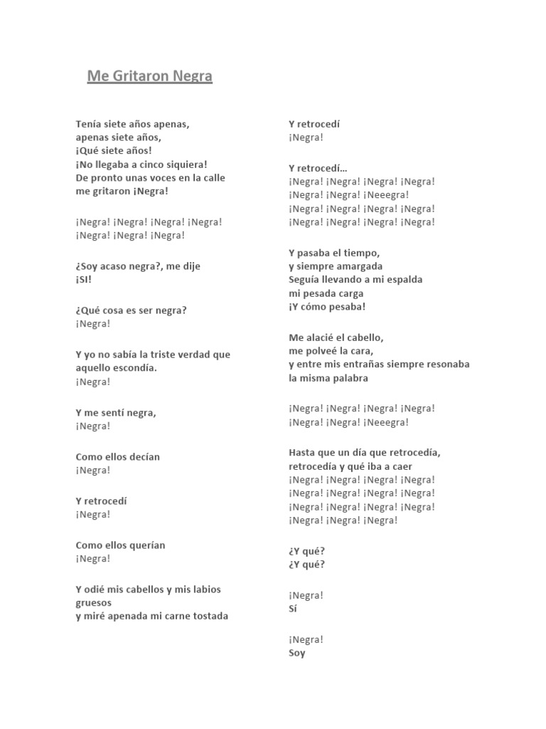 Poema-Me Gritaron Negra | PDF