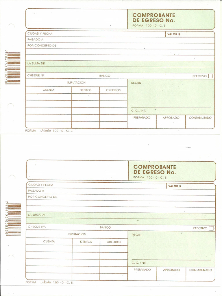 Formato Comprobante de Egreso-0001 | PDF