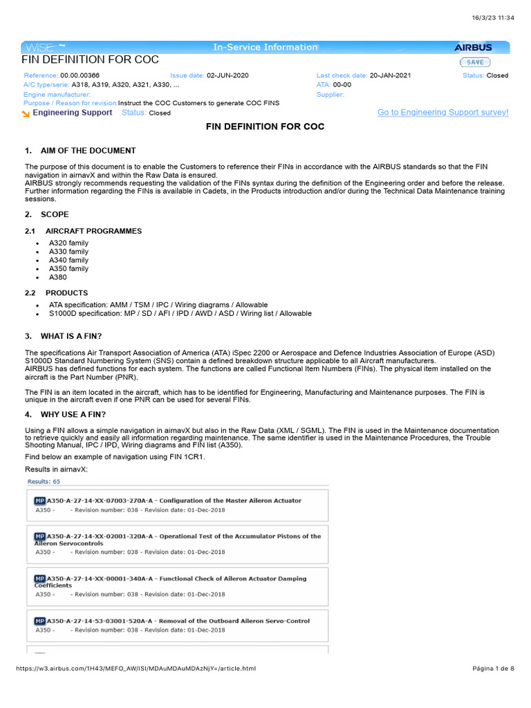00 Fin Definition For Coc | PDF | Airbus | Aviation