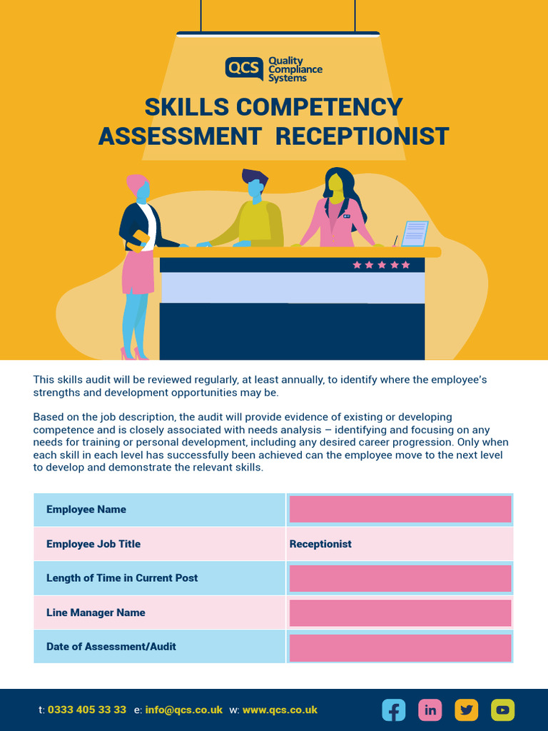 Receptionist Skills Competency Audit | PDF | Medical Record | Patient
