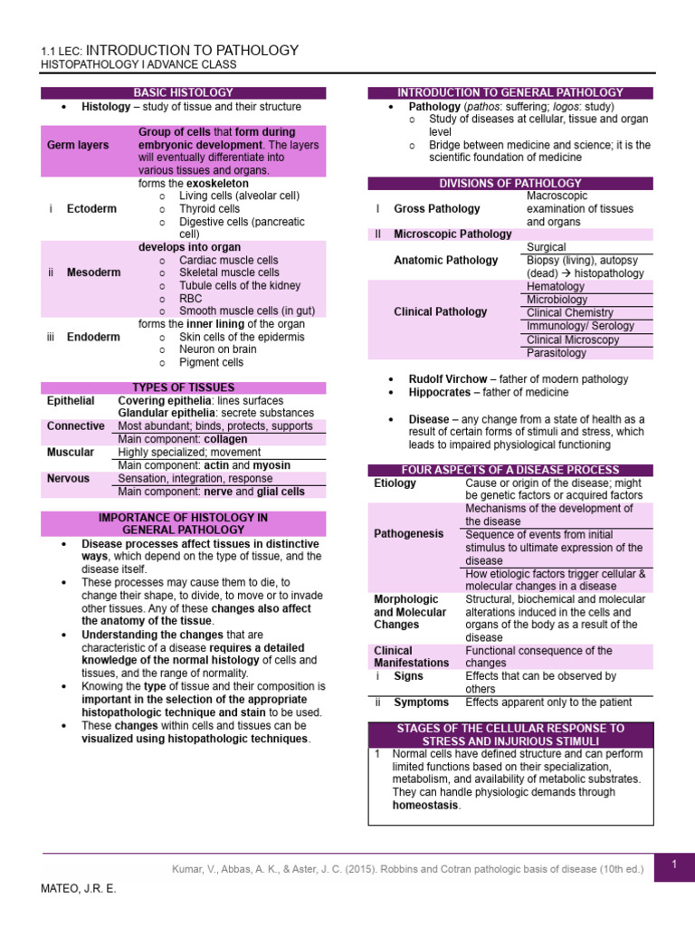 1.1 Lec Histopath | PDF | Pathology | Necrosis