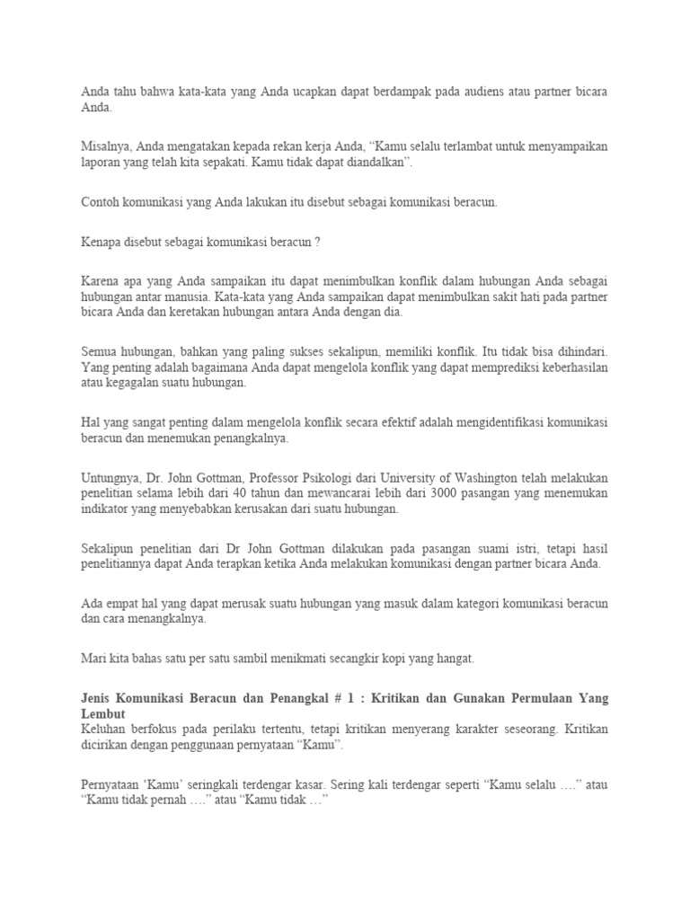 Racun Komunikasi | PDF | Pengembangan Diri