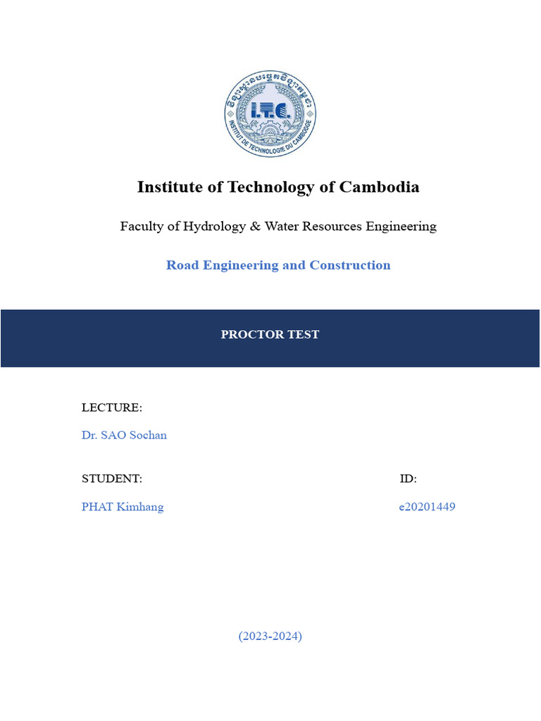Proctor Test Report-Road | Download Free PDF | Earth Sciences | Soil ...