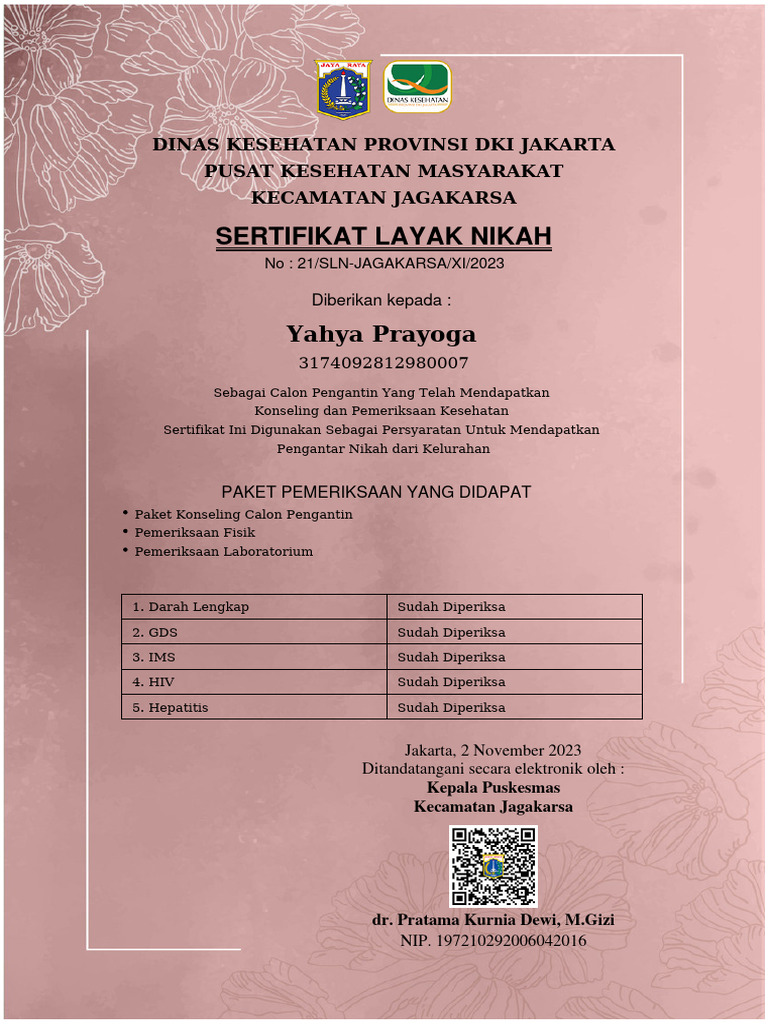sertifikat layak nikah | PDF sertifikat layak nikah | PDF