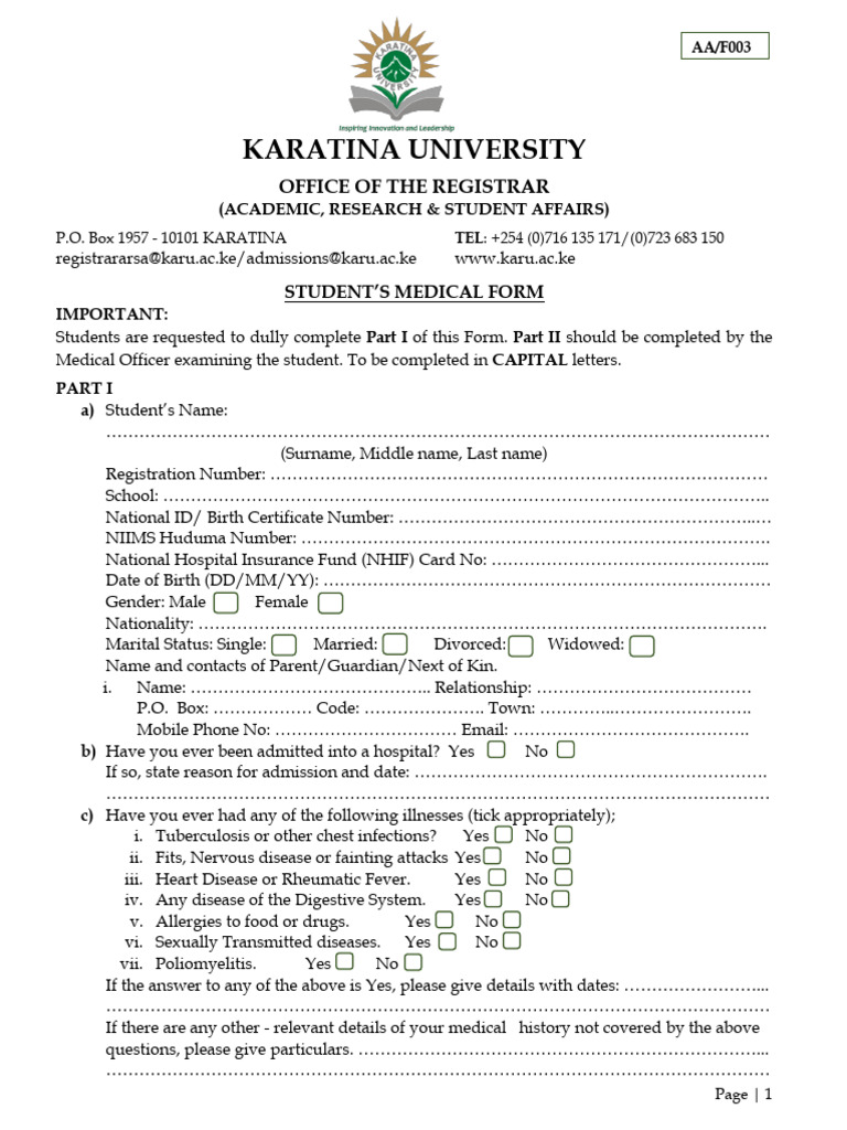 AA F003 Medical Form | PDF | Blood Pressure | Epidemiology