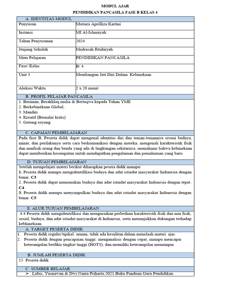 Modul Ajar PPKN Ara | PDF
