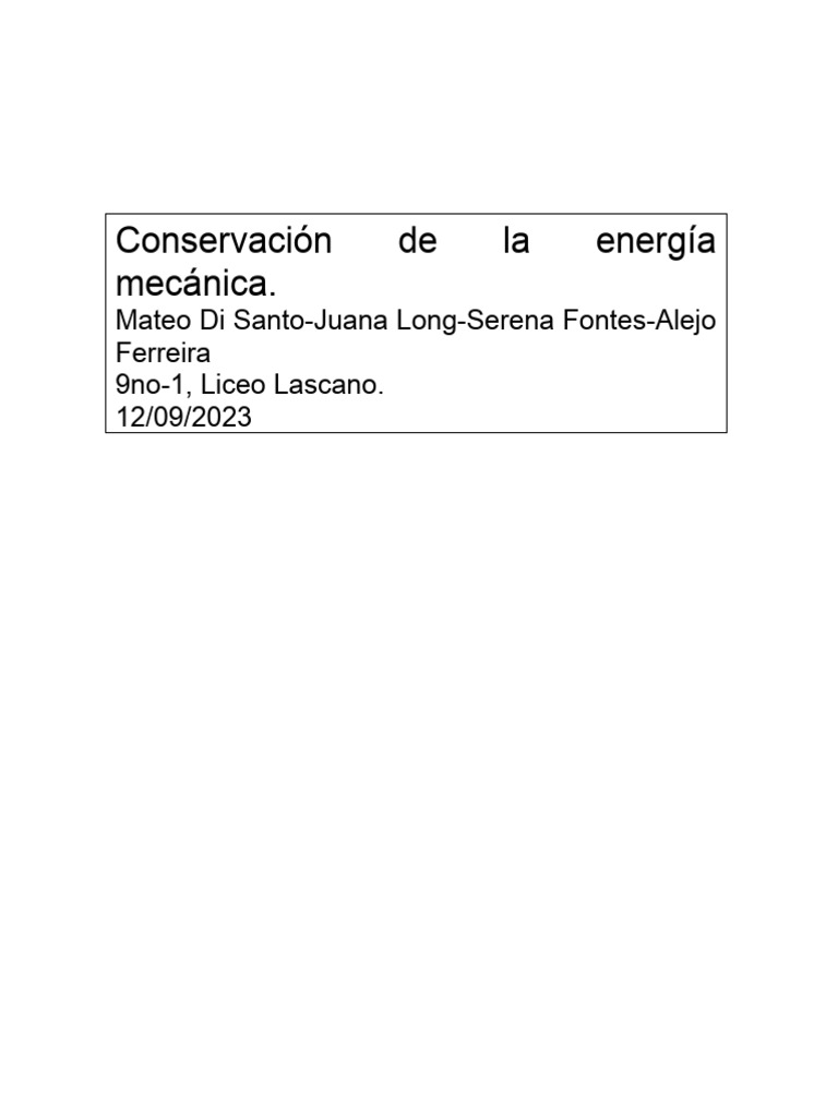 Conservación de Energía Mecánica en Caída | PDF | Masa | Mecánica