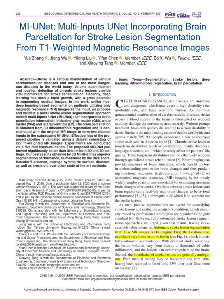 MI-UNet Multi-Inputs UNet Incorporating Brain Parcellation For Stroke Lesion Segmentation From ...